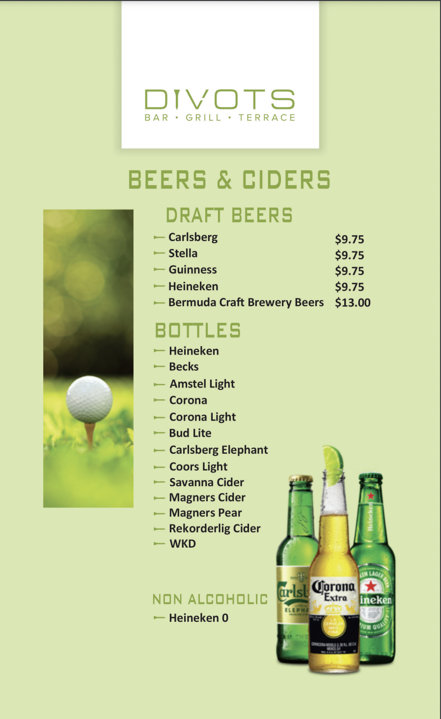 Main Restaurant Menu – Divots