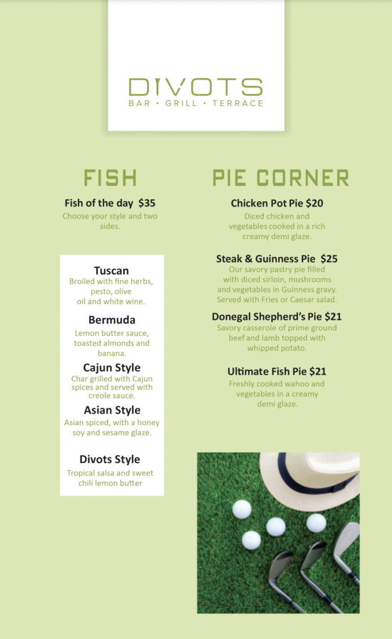 Main Restaurant Menu – Divots