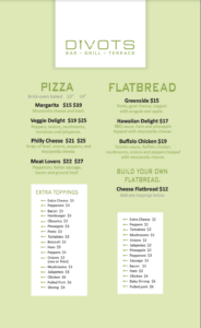 Main Restaurant Menu – Divots