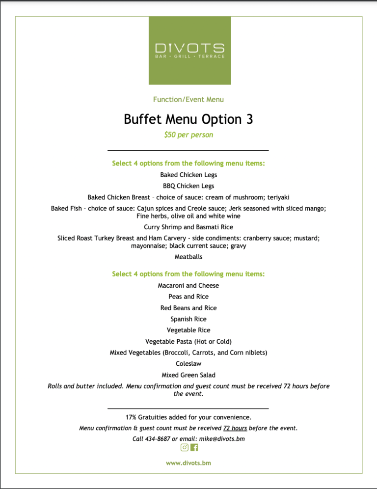Buffet Menu old – Divots