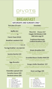Main Restaurant Menu – Divots