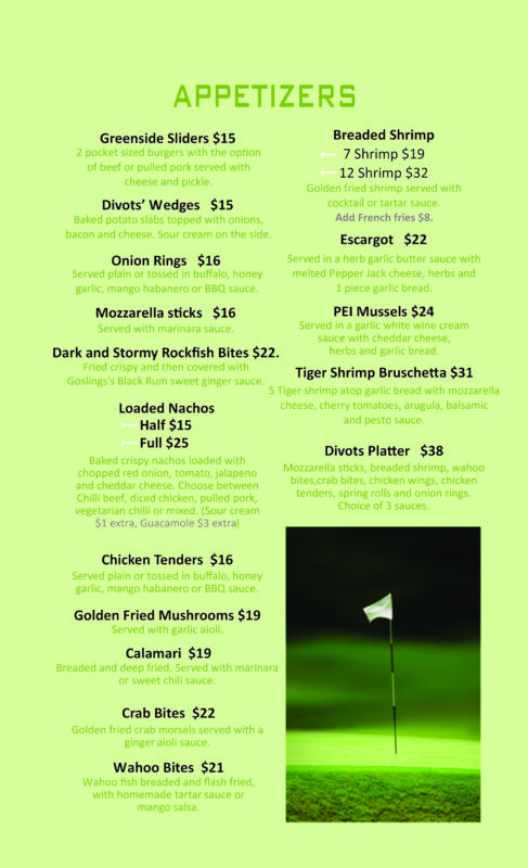 Main Restaurant Menu – Divots
