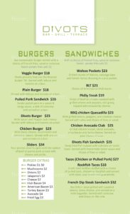Main Restaurant Menu – Divots