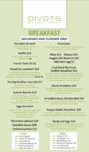 Main Restaurant Menu – Divots