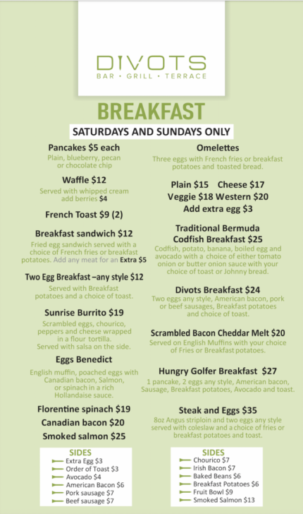 Main Restaurant Menu – Divots