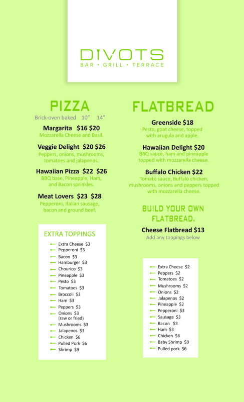 Main Restaurant Menu – Divots