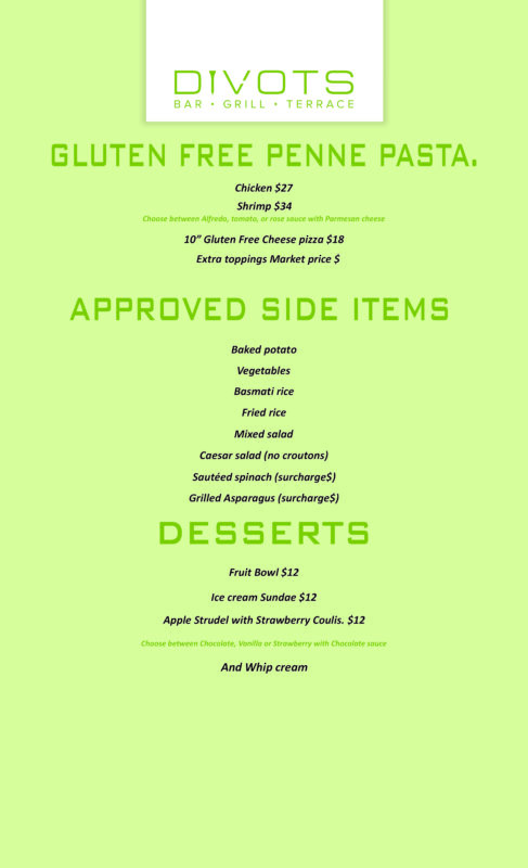 Main Restaurant Menu – Divots
