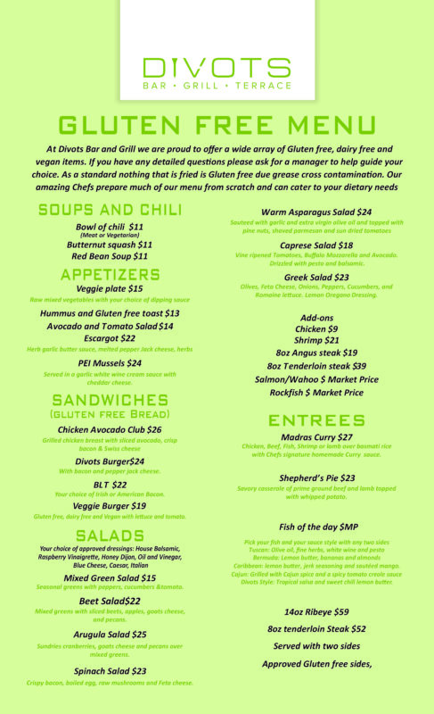 Main Restaurant Menu – Divots