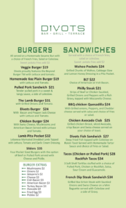 Main Restaurant Menu – Divots