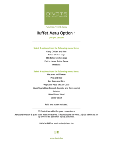 Buffet Menu – Divots