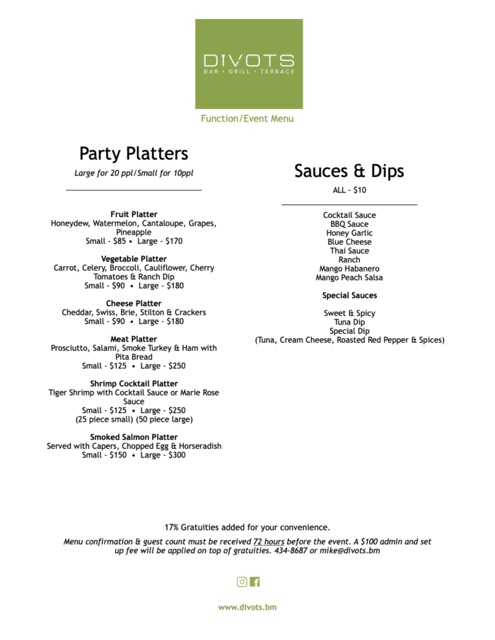 Buffet Menu – Divots